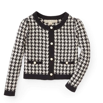 Hope & Henry Girls' Classic Cardigan (black And White, Large) : Target