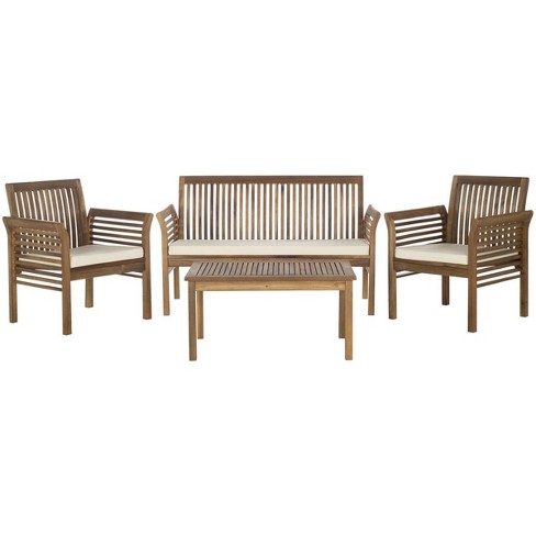 Carson 4 Piece Patio Outdoor Conversation Set - Natural/beige ...