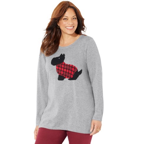 Catherines Women's Plus Size Cozy Critter Sweater - 1x, Heather Grey ...