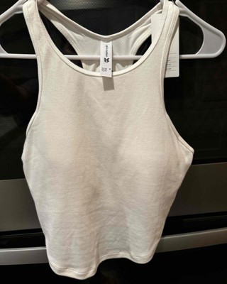 Women's Rib High Neck Racerback Cropped Tank Top - All In Motion™ Cream ...