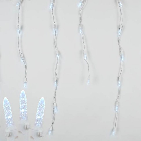 Novelty Lights Pure White M5 Led Icicle Lights On White Wire 150 Bulbs ...