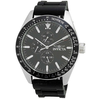 Invicta 38402 Men's Aviator Silver Tone Case Black Strap Watch : Target