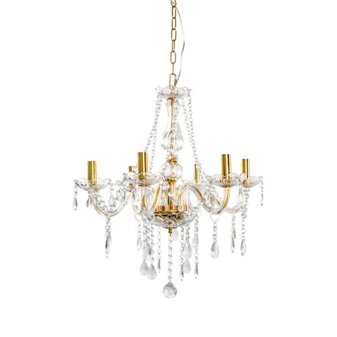 Doresshop 6-light Gold Candlestick Crystal Chandelier Pendant Light ...