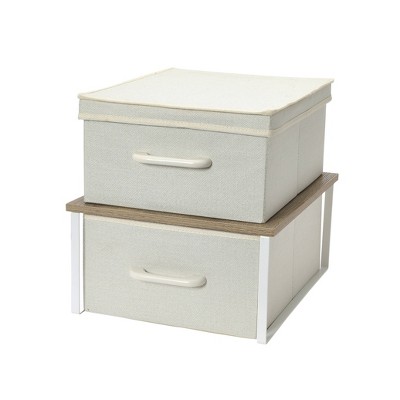 Household Essentials Stacking Storage Boxes With Laminate Top White ...