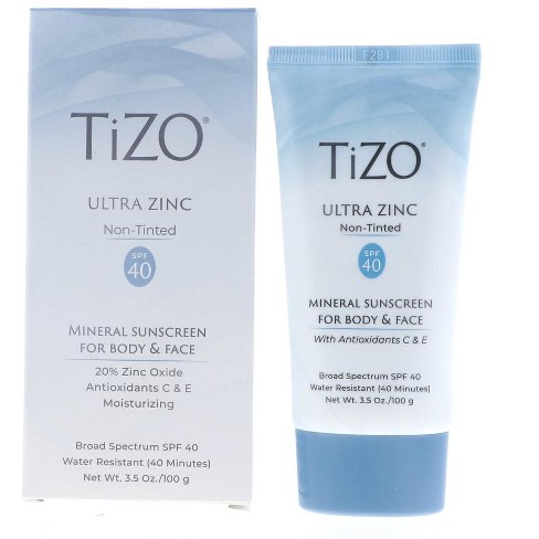 Tizo Ultra Zinc Body & Face Sunscreen Non-tinted Spf40, 3.5 Oz : Target