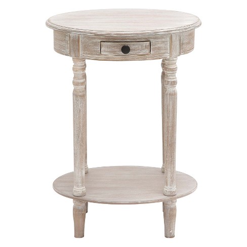 Olivia & May Wood Oval Accent Table Taupe: Farmhouse Style, Single ...