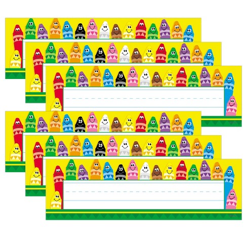 Trend Colorful Crayons Desk Toppers Name Plates, 36 Per Pack, 6 Packs ...