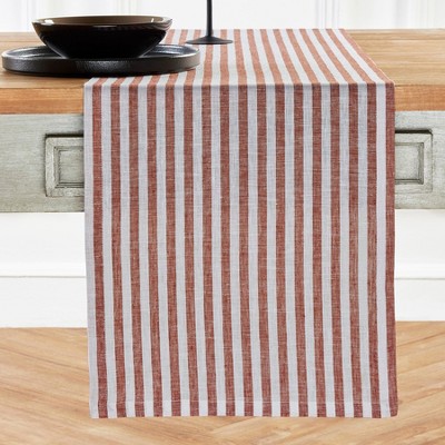 Solino Home Stripe Linen Table Runner Cinnamon And White 14 X 48 Inches ...