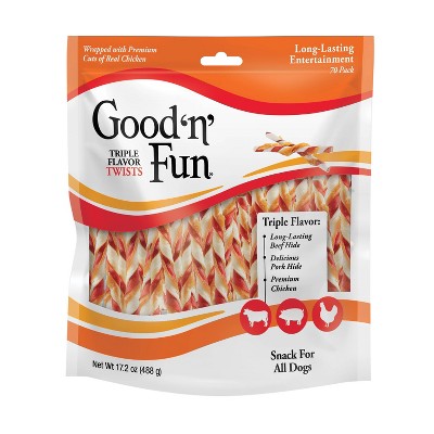 Good 'n' Fun Rawhide Twist Dog Treat With Pork, Chicken & Beef Flavor ...