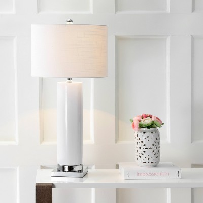 31.5" Ceramic Dallas Table Lamp (Includes LED Light Bulb) White/Chrome ...