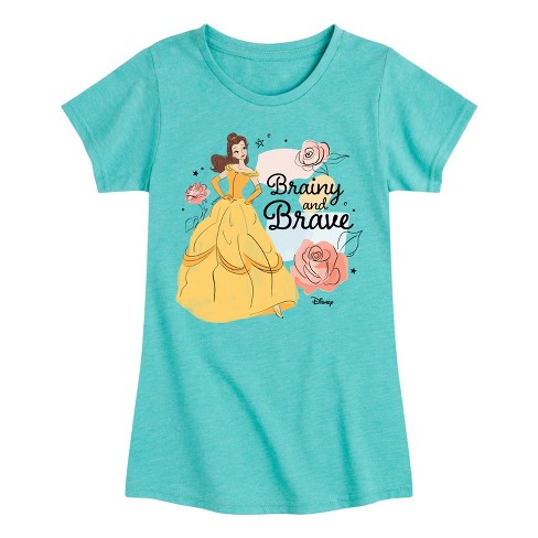 Disney Princess Belle Brainy And Brave Fitted Short Sleeve Graphic T ...