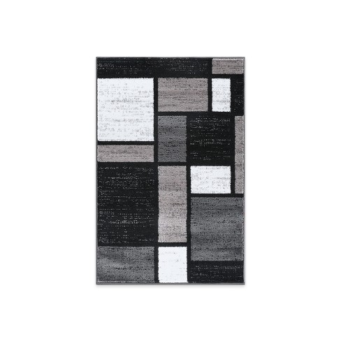 World Rug Gallery Contemporary Modern Boxed Color Block Area Rug - Gray ...