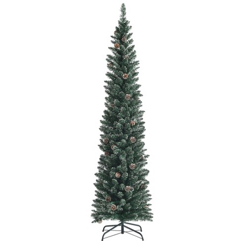 Costway 7ft Unlit Snowy Pvc Artificial Slim Christmas Pencil Tree W ...