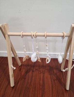 Wooden Baby Play Gym Set, Interactive Activity Center Hanging Bar With ...