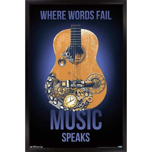 Trends International Music Speaks Framed Wall Poster Prints Black ...