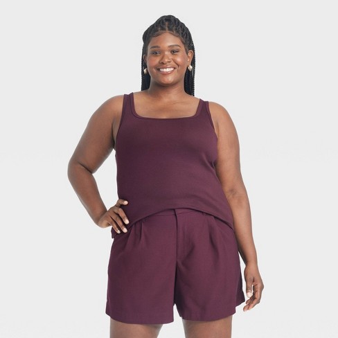 Women's Slim Fit Tank Top - A New Day™ Burgundy 4x : Target