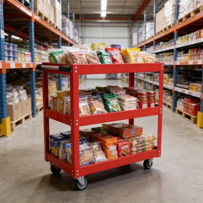 Heavy Duty Steel Tool Cart with 3 Tiers, Lockable Wheels, 450 LBS ...