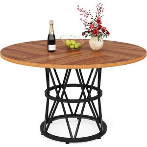 Tribesigns 47.24" Round Dining Table For 4 People, Rustic Brown & Black ...