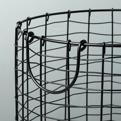 Large Round Wire Storage Basket With Handles Black - Hearth & Hand ...
