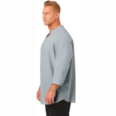 Kingsize Men's Big & Tall Hemp Mandarin Collar Shirt - Xl, Light Grey ...