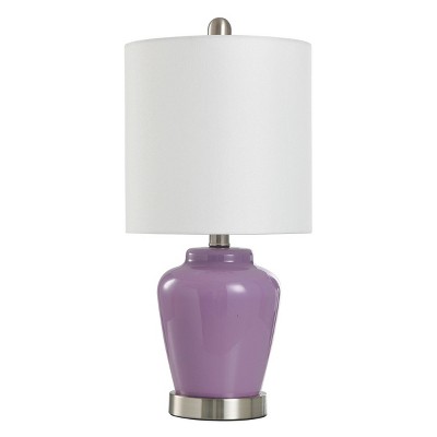 Glass Accent Table Lamp Lilac Finish - Stylecraft: White Linen Shade ...