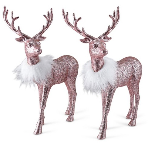 Ornativity Glitter Christmas Reindeer - Rose Gold - Pack Of 2 : Target