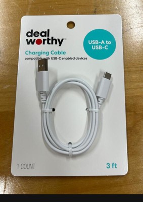 3' Usb-a To Usb-c Cable - Dealworthy™ White : Target