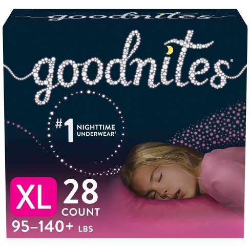 Goodnites Girls' Nighttime Bedwetting Underwear Size Xl - 28ct : Target