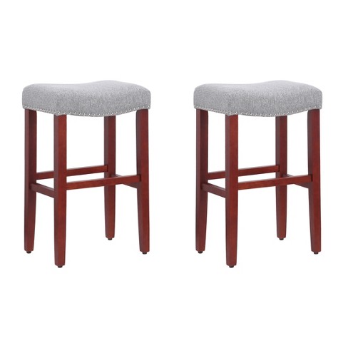 Westintrends 29" Upholstered Saddle Seat Bar Stool (set Of 2), Cherry ...