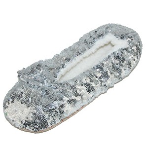 Alotta Knits Women's Sequins Ballerina Slippers with High Pile Fleece ...