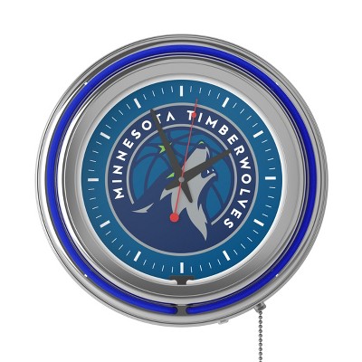 Minnesota Timberwolves Logo Retro Neon Wall Clock : Target