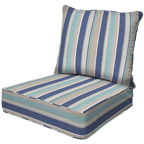 Honeycomb Outdoor Deep Seating Cushion Set - Stripe Blue & Beige : Target