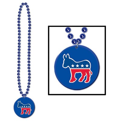 Beistle Beads Necklace With Democratic Medallion 33" 66656 : Target