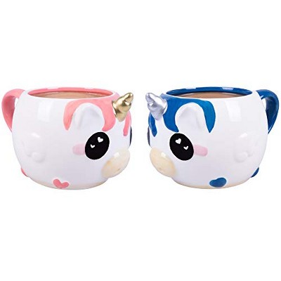 Underground Toys Unicorn Coffee Mugs, Set Of 2 - Cute Pink & Blue ...