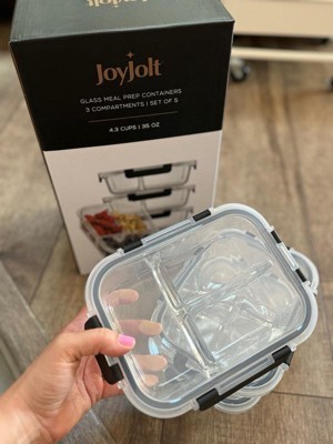 Joyjolt 3-sectional Divided Food Prep Food Storage Containers With Lids ...