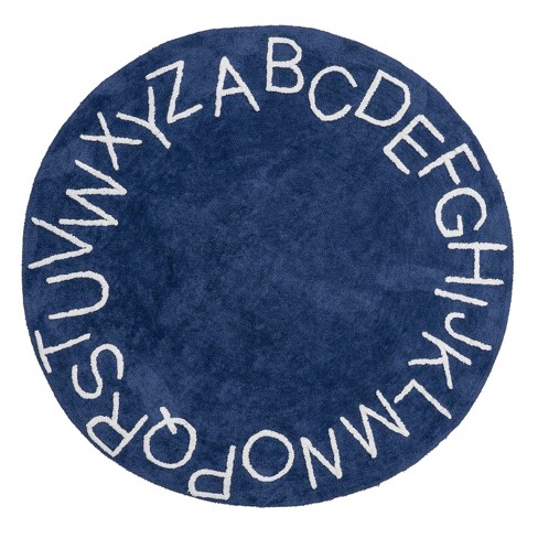 Nuloom Kids Washable Round Alphabet Rug, Size Round 4' Color Navy : Target
