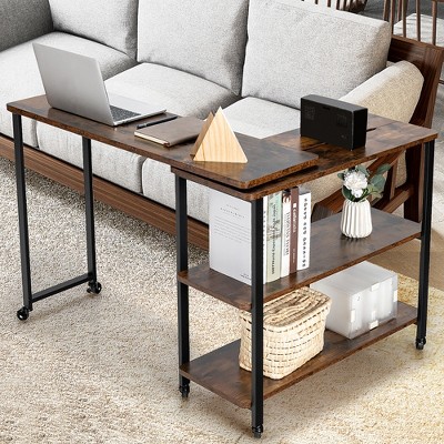 Side table with wheels and storage store