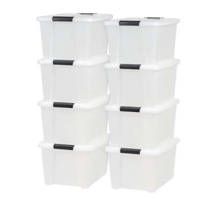 Plastic Storage Bins With Lids And Secure Latching Buckles Natural - 8 ...