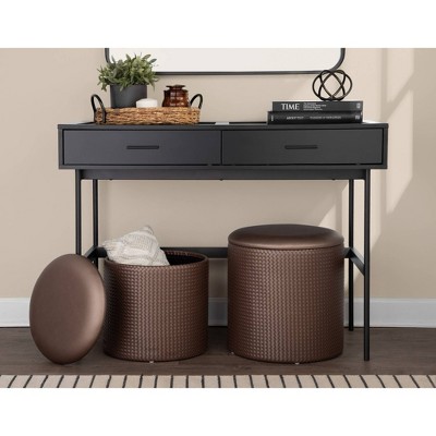 Marla Contemporary Nesting Pleated Ottoman Set Gold/black Velvet ...