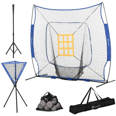 Soozier 7.5'x7' Baseball Practice Net Set W/ Catcher Net, Tee Stand, 12 ...