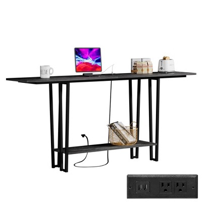 Vecelo 55 Inch Narrow Sofa / Console Table With Charging Station ...