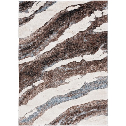 Hi-lo Shag Hls204 Power Loomed Area Rug - Brown/beige Blue - 5'3"x7'6 ...