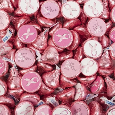 100 Pcs Breast Cancer Awareness Candy Hershey's Kisses Chocolate (1lb ...