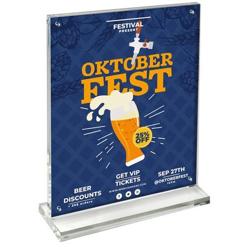 Azar Displays Slim Deluxe Acrylic Block Frame 8.5” X 11” On ½” Acrylic ...