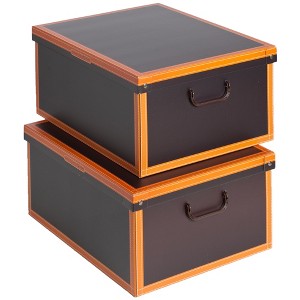 Lavatelli: Storage Box 2 Pack: Large - Leather Brown - Lid-Handles ...