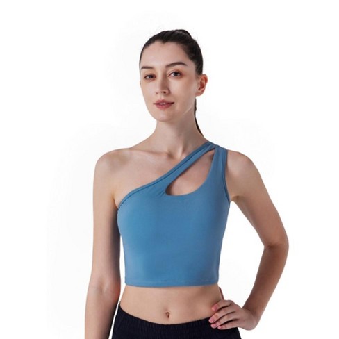 Dometour Soft Yoga Sports Tank Bra With Removable Pads Sports Bra, Blue ...