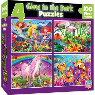 Masterpieces Kids Jigsaw Puzzle Set - Purple Glow 4-pack 100 Pieces ...