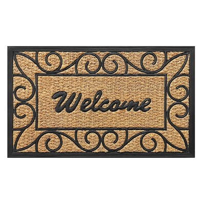 Kate Aurora Birmingham Welcome Scroll Coir Bristled Outdoor All Season ...