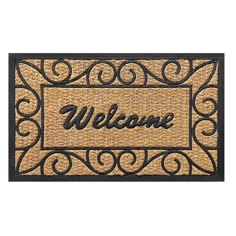 Kate Aurora Birmingham Welcome Scroll Coir Bristled Outdoor All Season ...