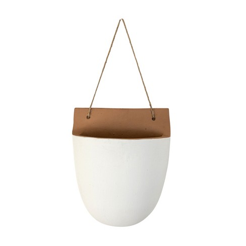 Wall Pocket White Terracotta & Jute By Foreside Home & Garden : Target